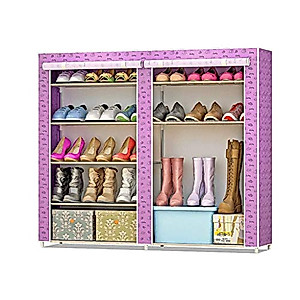 DINGZZ Simple Shoe Cabinet Shoe Rack, Assembled Multi-Layer Iron Storage Dustproof Cloth Shoe Cabinet Simplicity