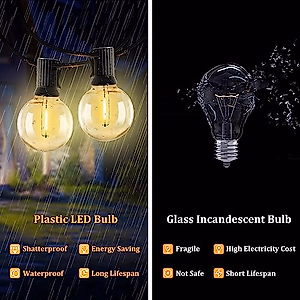 Dott Arts Solar String Lights - 100FT, 52 Bulb Globe Outdoor Solar Lights with Remotes, Dimmable for Patio, Backyard, Garden, Porch, Party