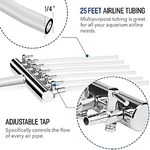 Simple Deluxe Commercial Air Pump 1030GPH, 35W, 65L/min 6 Outlet for Aquarium and Hydroponic Systems, Silver