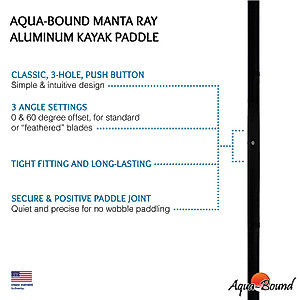 AQUA BOUND Manta Ray Aluminum 2-Piece Snap-Button Kayak Paddle