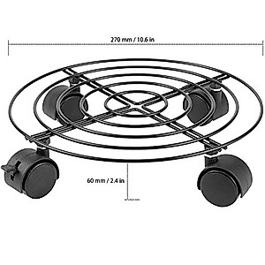 KEILEOHO 2 Pack 10.6 Inches Metal Plant Caddy with Wheels, Heavy Duty Plant Caddy Stands, Rolling Plant Stand for Indoor, Outdoor, Garden, House, Black