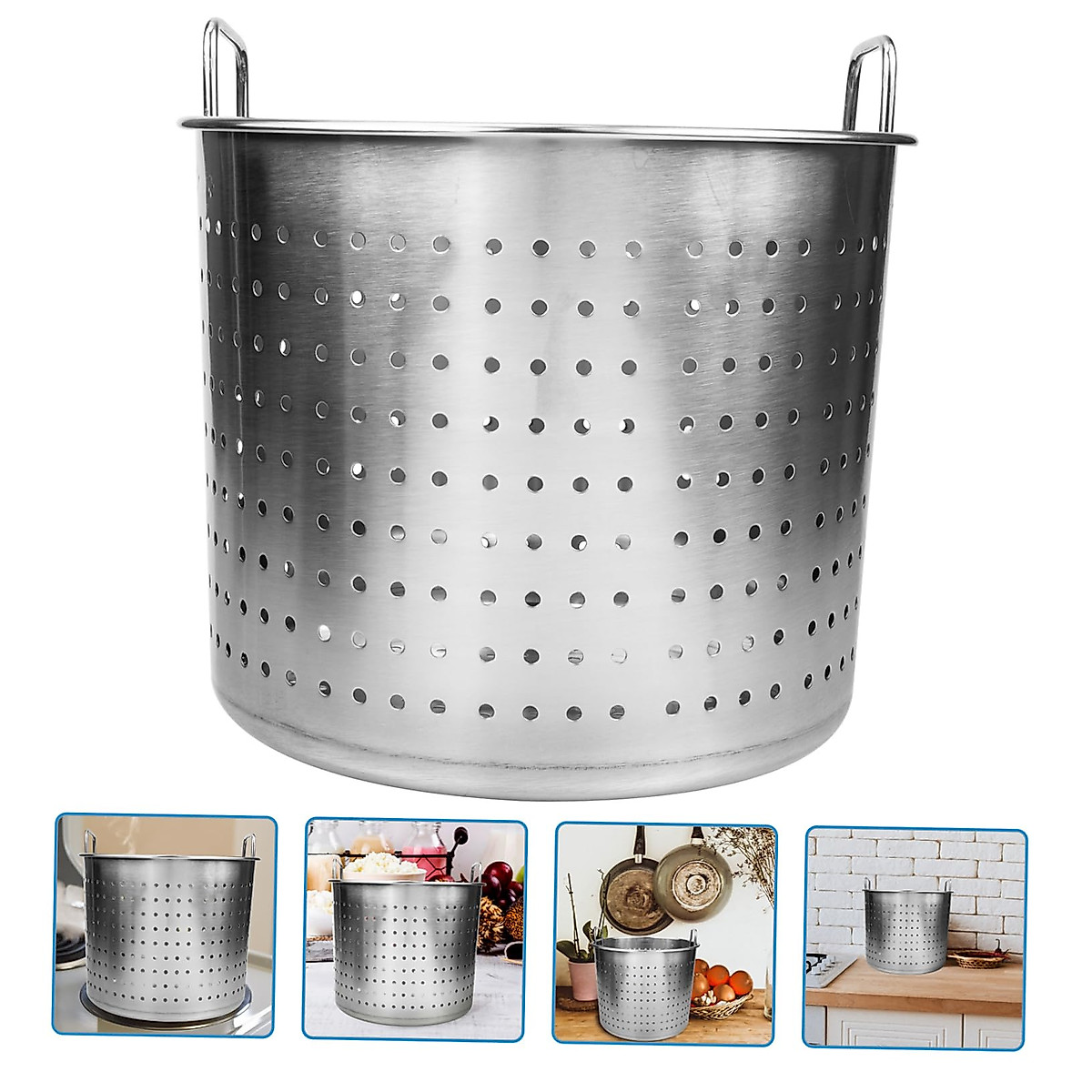 DOITOOL Crawfish Leaky Pot Crawfish Seafood Pot Seafood Boil Pot Stainless Steel Crawfish Pot Crawfish Crab Steamer Pot Strainer Basket Stock Pot Insert for Outdoor Cooking Accessories Silver
