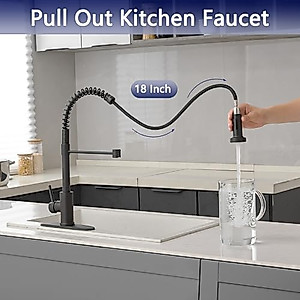 VOTON Kitchen Faucets with Pull Down Sprayer Matte Black Sink Faucet Stainless Steel Commercial Spring Pull Out Farmhouse faucets for Camper Laundry Utility Rv Bar Sink Faucet