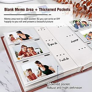 Photo Album for Fujifilm Instax Mini Camera, Polaroid Camera, Instax Photo Album with Memo Areas, 180 Pockets 2x3 Photo Album with Writing Space for Instax Mini 12 11 40 9 7+ Evo Liplay Camera, Brown