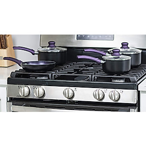 AHEIM Pots and Pans Set, Aluminum Nonstick Cookware Set, Fry Pans, Casserole with Lid, Sauce Pan, and Utensils, 11 Piece Cooking Set (Purple)