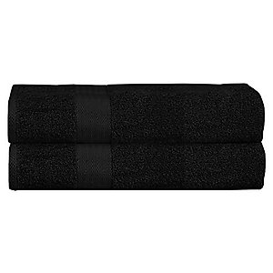 GLAMBURG Premium Cotton Oversized 2 Pack Bath Sheet 35x70-100% Pure Cotton - Ideal for Everyday use - Ultra Soft & Highly Absorbent - Machine Washable - Black