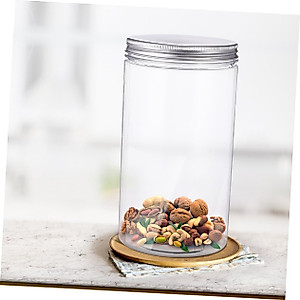 Cabilock 4pcs Plastic Cereal Storage Container Plastic Food Storage Container Tank Food Storage Jar with Lid for Loose Tea Sugar Dry Grains Food Coffee Bean 10cm