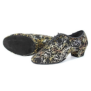 VCIXXVCE Women's lace-up Latin Dance Shoes Ballroom Modern Jazz Dance Practice Performance Shoes with Closed Toes Low Heel 1.18inch,Gold,Model NJB, 10 B(M) US