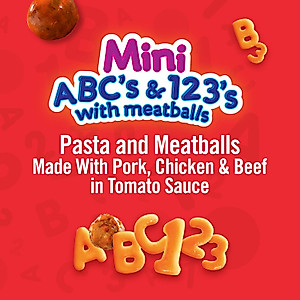 Chef Boyardee Mini ABC's and 123's with Meatballs, Microwave Food, 7.5 OZ Microwavable Bowl (12 Bowls)