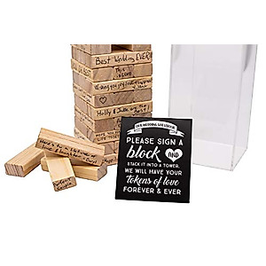 Wedding Guest Book, Alternative Wooden Guestbook with Acrylic Box, Unique Signs for Weddings, Baby Shower, Birthday, and Bridal Shower, Signature Rustic Wood Blocks by Brefkiss Co