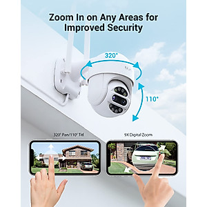 blurams Security Camera Outdoor, 3MP Dual-Lens Wi-Fi Outdoor Camera, 360° PTZ Cameras for Home Security w/Motion Tracking, Two-Way Talk, 2K Color Night Vision, IP66 Weatherproof