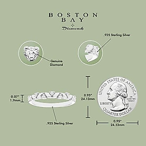 .925 Sterling Silver 1/10 Cttw Round Diamond 3-Prong Chevron Floral Engagement Ring (I-J Color, I2-I3 Clarity) - Size 7