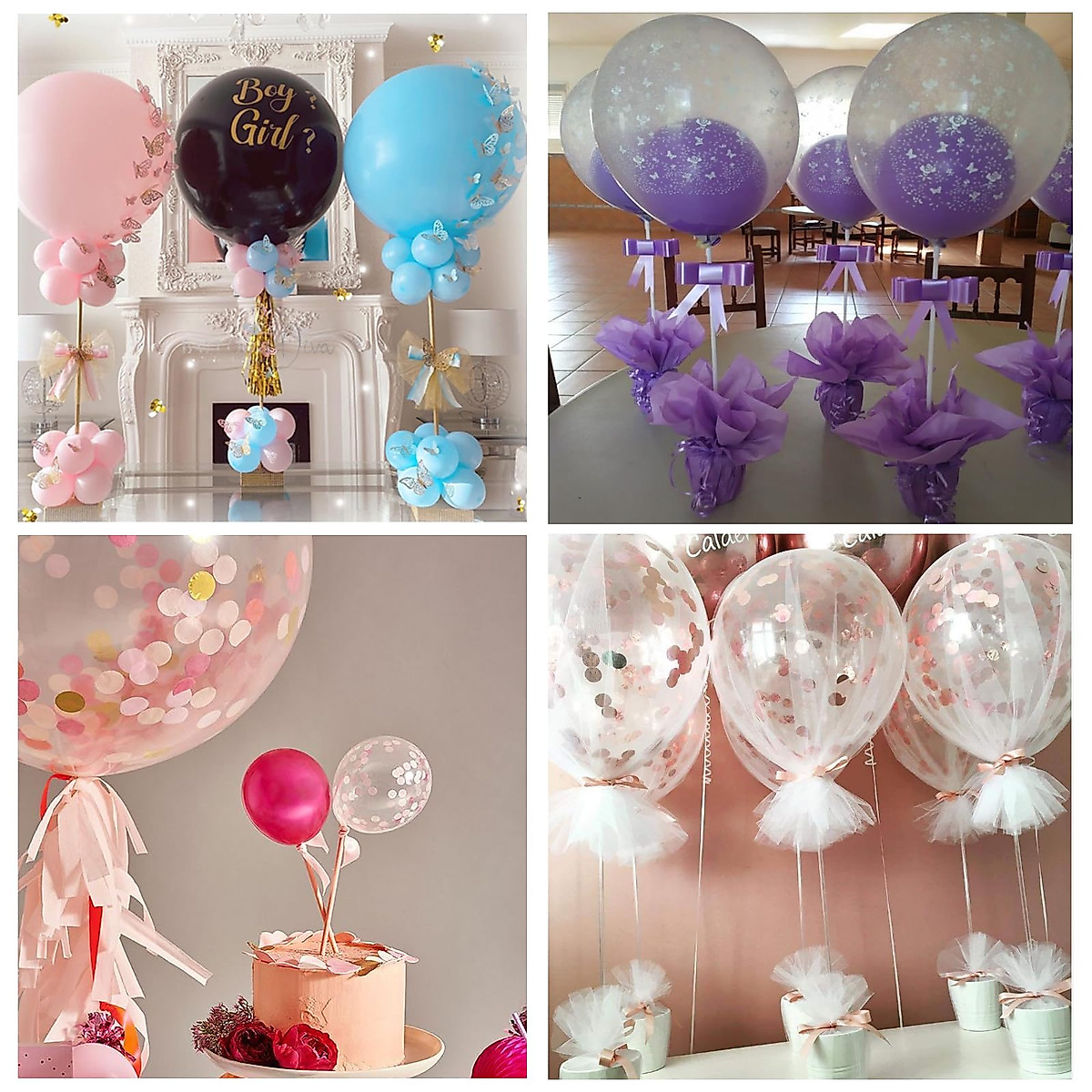 SAKOLLA Balloon Stick Stand - 10 Sets Balloon Base with Pole and Cup Table Desktop Centerpiece Holder for Birthday Party, Wedding, Holidays and Anniversary Decoration (15.7 inch White)