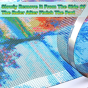 WILLBOND 3 Pieces Diamond Painting Ruler Stainless Steel Diamond Mesh Ruler, 3 Styles of 599, 520 and 699 Blank Grids with 2 Pieces Diamond Painting Fix Tool for 5D DIY Diamond Painting Supplies