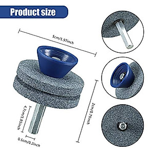 【2021 New】 Universal Wear Resistant Lawn Mower Blade Sharpener, Quality Double Layer Corundum Lawn Mower Blade Sharpener for Any Power Drill Hand Drill, Double-Layer Grindstone Not Easy Damage-(Gray)