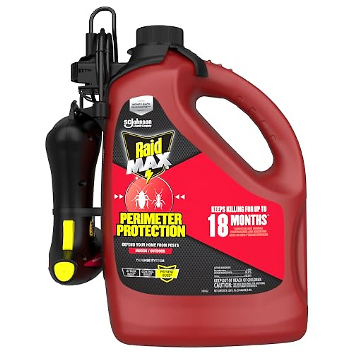 Raid MAX Perimeter Protection, 1 Gallon, Indoor & Outdoor Insecticide Spray with Reusable Electric Sprayer