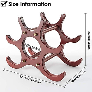 ACOODE Countertop Wine Rack or Water Bottle Holder - 9 Bottle Wine Holder for Wine Storage - Mahogany Bamboo Wine Rack Free Standing for Pantry Cabinet Bar Tabletop Kitchen