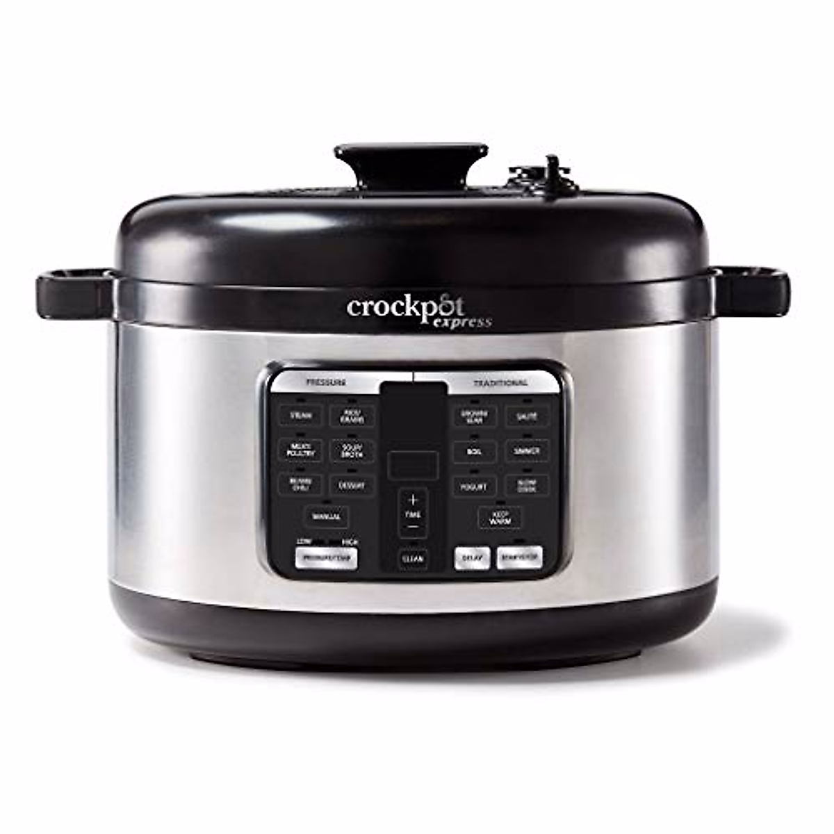 Crock-Pot Express 6 Quart Electric Pressure Cooker and Food Warmer, Programmable Pressure Cooker with Timer, Stainless Steel (2109296)