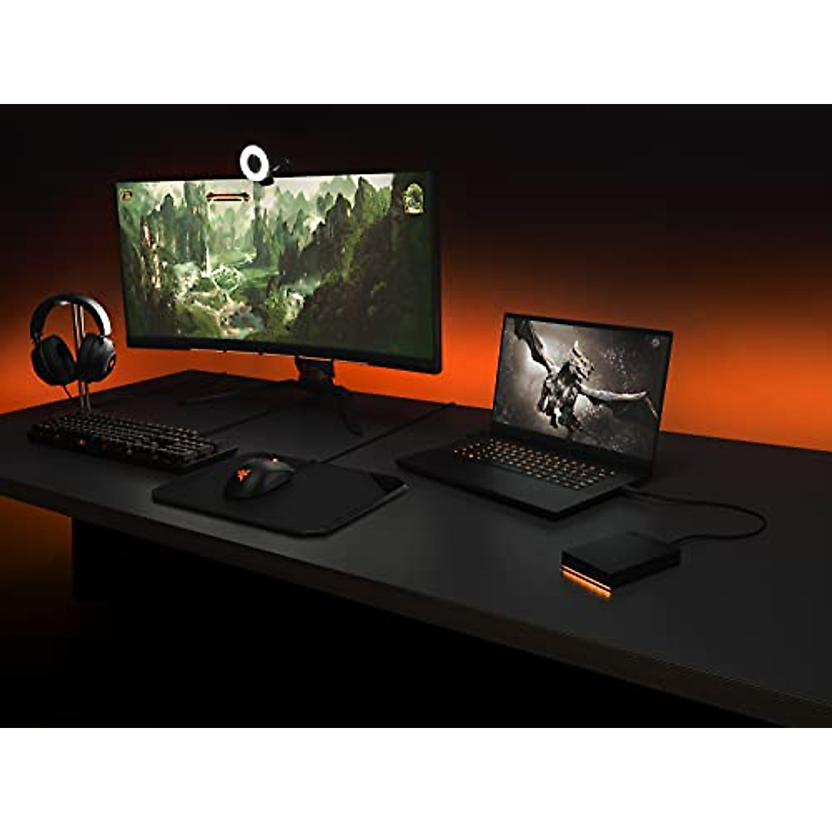 Seagate FireCuda Gaming Hard Drive External Hard Drive 2TB - USB 3.2 Gen 1, RGB LED lighting for PC and Mac with Rescue Services (STKL2000400)