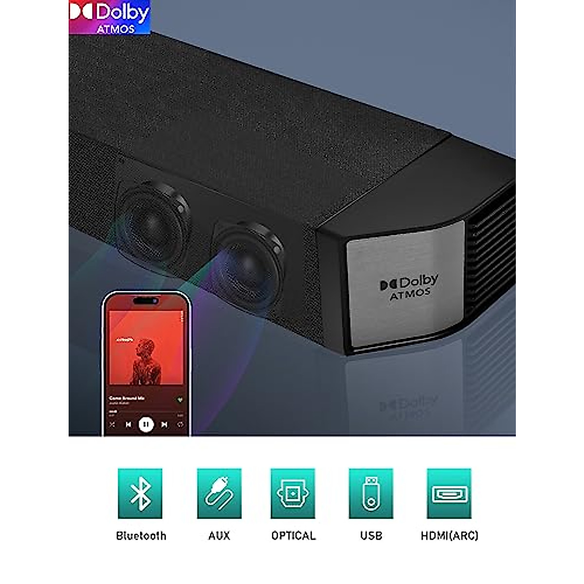 RAINEVERRY 5.1.2 Premium Sound Bar with Dolby Atmos, Surround Sound System for TV, Wireless Subwoofer, Home Theater Surround Sound System, Bluetooth 5.1, Work with 4K & HD TVs| HDMI & Optical