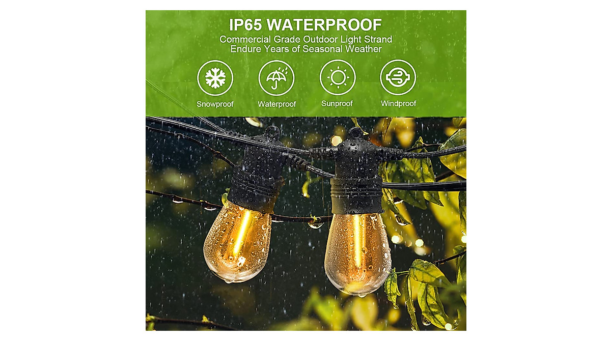 Baxstel 40 Ft Solar String Lights for Outdoors - Waterproof & Shatterproof