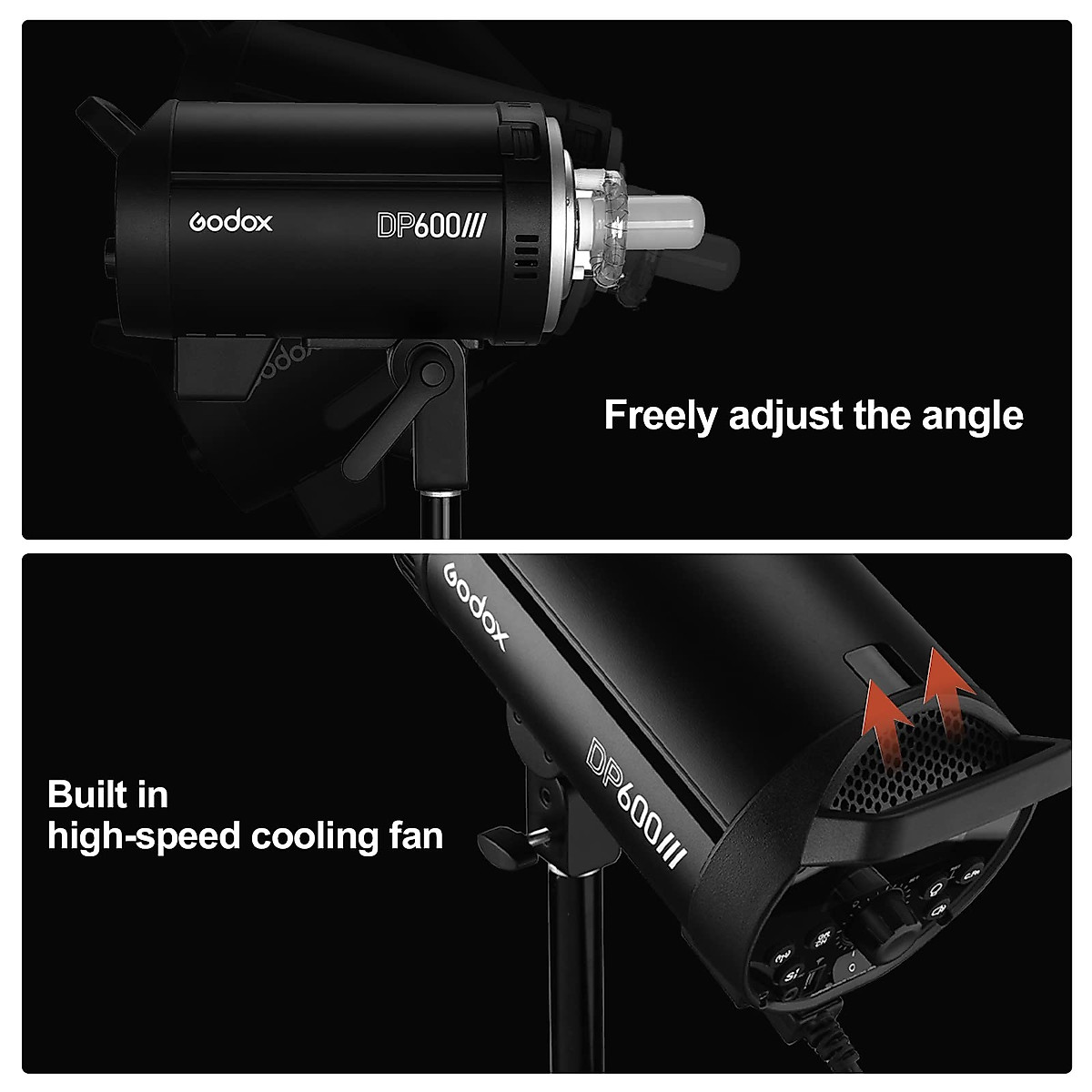 Godox DP600III 600Ws GN80 Studio Flash Strobe Monolight with Bowen Mount, 5600K±200K, 1/2000-1/800S Flash Duration, 1s Recycling time, Built-in Godox 2.4G Wireless System(110V)