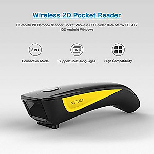 NETUM QR Code Scanner, Mini Barcode Scanner Bluetooth Compatible, Small Portable USB 1D 2D Bar Code Scanner for Inventory, 2.4G Cordless Image Reader for Tablet iPhone iPad Android iOS PC POS - C750