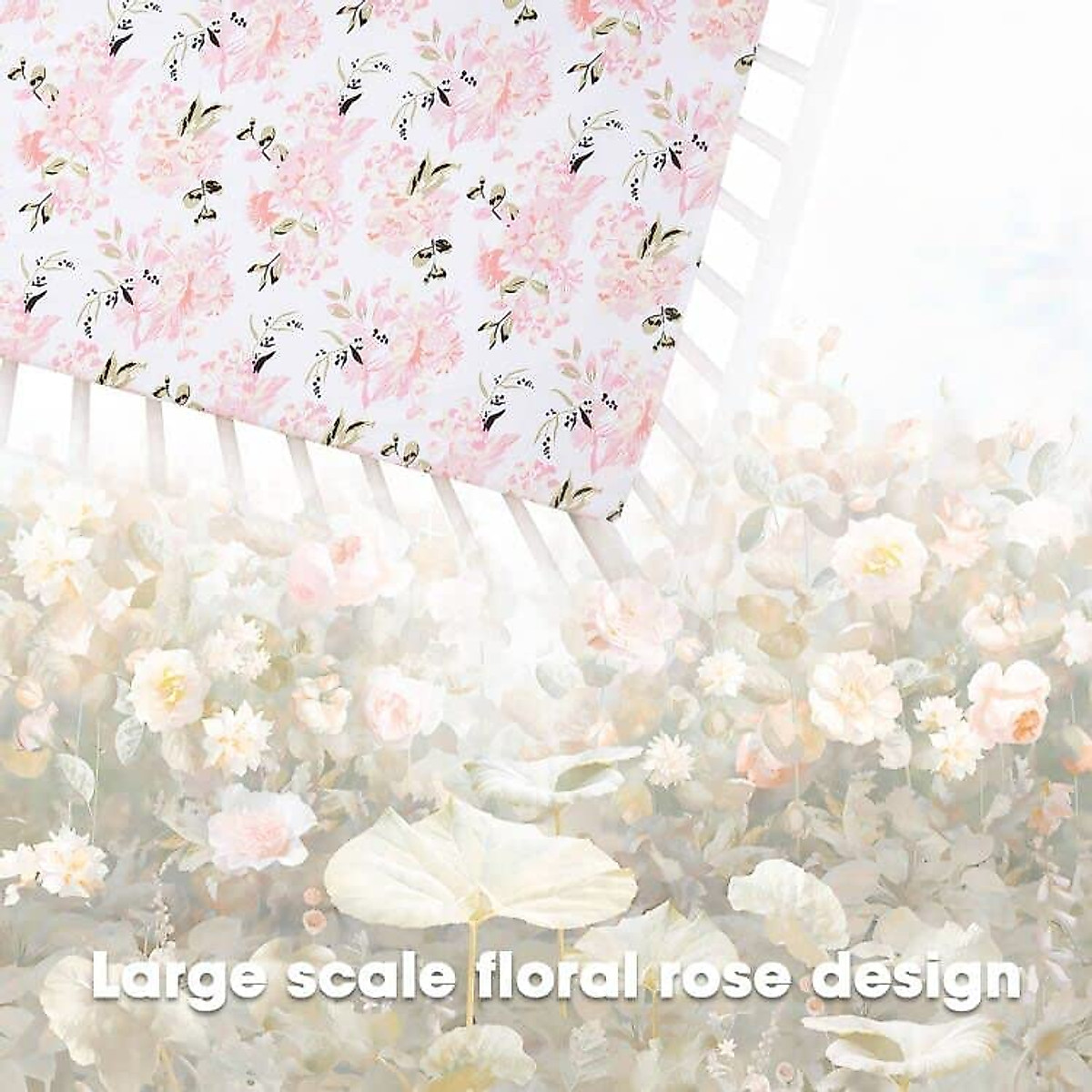 Little Grape Land Crib Sheets Girl 4 Pack, Baby Crib Sheets for Standard Crib & Toddler Mattress, Super Soft Breathable Crib Sheet Set for Girls, Pink Flowers/Elephant/Purple Unicorn/Solid Pink