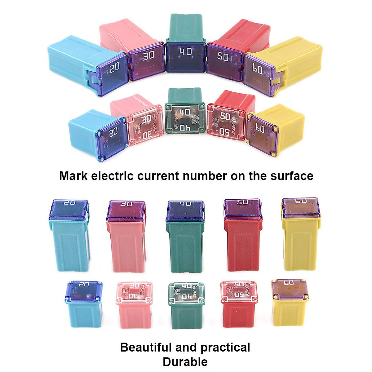 30 pc Automotive Combination Low and Tall/STD Profile Box Shaped Assortment Fuse Kit for Ford, Chevy/GM, Nissan, and Toyota Pickup Trucks, Cars and SUVs