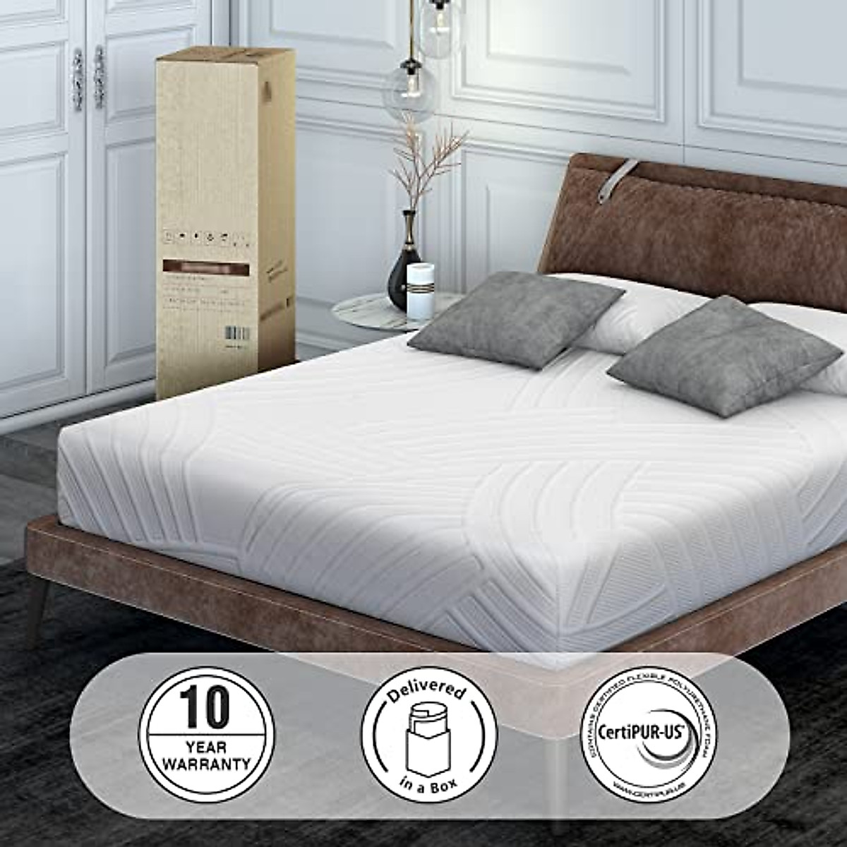 Giantex Memory Foam Mattress, 8-Inch Queen Cool & Comfortable Gel Infused Foam Mattress w/Poly Jacquard Fabric Cover for Pressure Relieving, CertiPUR-US Certified Firm Mattress Delivered in a Box