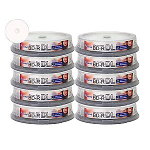 Smart Buy 100 Pack Bd-r Dl Printable White Inkjet 50gb 6X Blu-ray Double Layer Recordable Disc Blank Data Video Media 100-discs Spindle