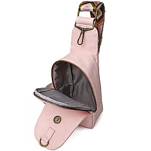 Sling Bag for Women Crossbody Fanny Packs Guitar Strap Bum Chest PU Leather Backpack Small Daypack Shoulder Satchel