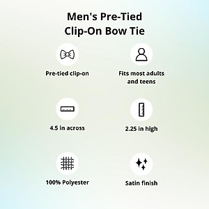 tiemart Men's Pre-Tied Clip-On Bow Tie (Black)