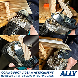 Ally Tools Coping Foot (2 Sets) for Jigsaw Attachment, Compatible with Most jigsaws, Allows Jigsaw to Bevel, Turn, and Pitch The Blade Without The Need for jigs or templates - Ideal for Contractors