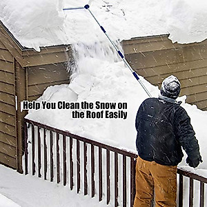 GYMAX Snow Roof Rake, Adjustable Telescoping Aluminum Roof Rake for Snow Removal with Tear-Resistant Snow Slide, Extendable Snow Roof Rake for House Car Shelter