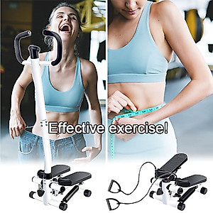 Swity Home Stair Steppers with Handrail & Resistance Bands for Exercise - 2 Ways to Use, Mini Step Machine Fitness Stepper with Display for Full Body Training, 300 lbs Weight Capacity