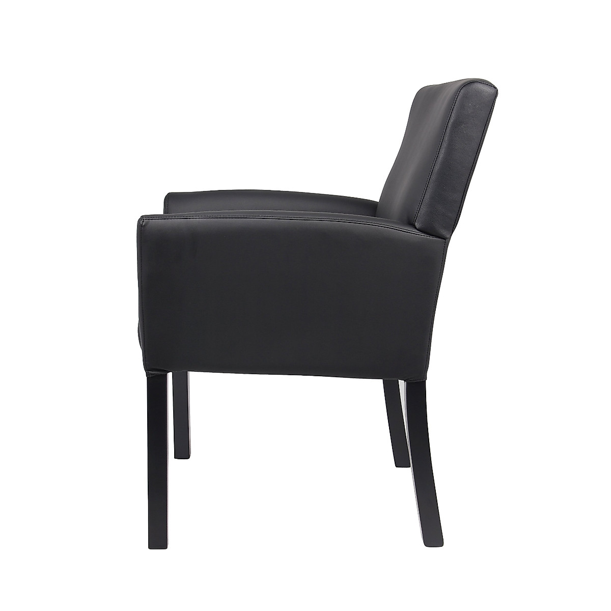 Boss Office Products Executive Box Arm Chair with Mahogany Finish in Black