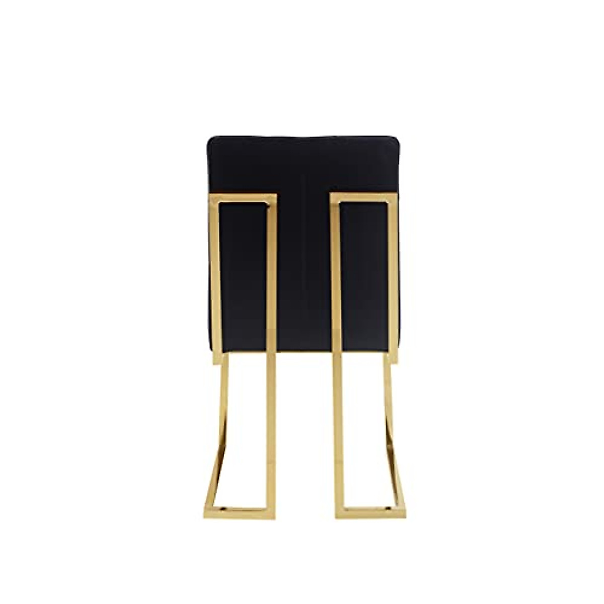 Iconic Home Liam Contemporary Brass Metal Frame Modern Tufted Velvet Polished Dining Side Chair, Black (Set Of 2)