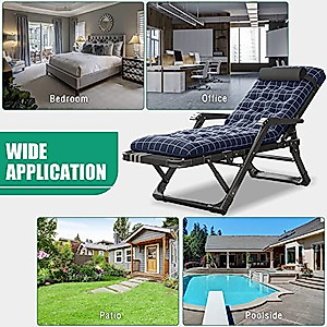 LILYPELLE Folding Outside Chaise Lounge Chair with Mattress, 5 Position Adjustable Patio Folding Lounge Chair Reclining Chairs Perfect for Outside, Sunbathing, Camping, Pool, Beach, Patio