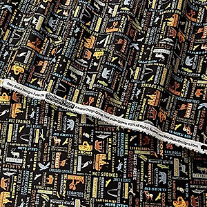 Riley Blake National Parks Signs Words, Text and Icons Print Black, Quilting, Apparel and Home Decor Fabric (2 Yards) 72" x 43"