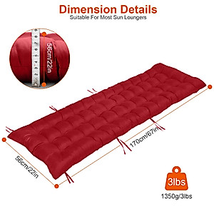 iMounTEK Lounge Chair Cushions 67inch Chaise Lounger Cushion Soft Sofa Mat Long Bench Cushion for Outdoor Furniture, Indoor Outdoor Recliner Zero Gravity Chair Cushion/Red
