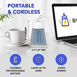 BUZZBGONE Zap - Electric Mosquitoes Zapper for Indoors | Mosquito Killer | Rechargeable Mosquito Zapper and Mosquitoes Killer | Indoor Mosquitoes Light with Hanging Loop | Up to 6 Hours of Battery