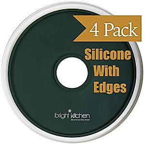 4 Fruit Leather Silicone Dehydrator Sheets with EDGES - NON-Toxic for Nesco Round Dehydrators Lip Mold Hold Batter Liquids Fruit Roll Up Fruit Leather Circle ReUsable Flexible Non Stick