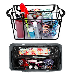 Rexmica Clear Beach Bag Organizer Insert Compatible with Bogg Bag X Large, Waterproof Beach Bag Insert Divider Pouch, Beach Tote Bag Insert Organizer Liner 15.6 x 8.4 x 10.8 Inches, Black