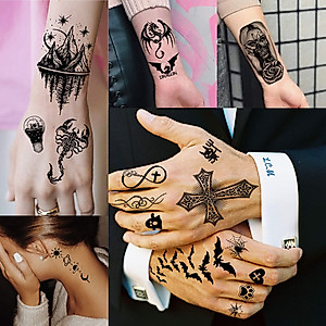 67 Sheets 3D Black Tribal Realistic Temporary Tattoos for Men Women Adults - Tiger Lion Gladiator Temp Skull Fake Half Arm Sleeve Tattoos Sticker