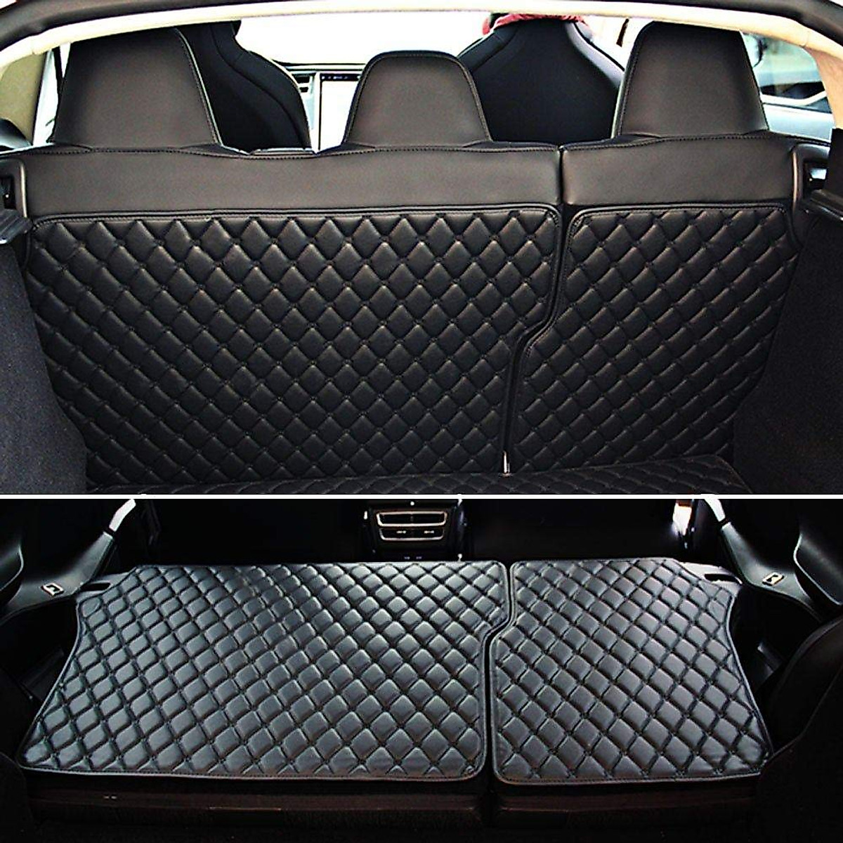 2 Pieces Car 2rd Row Seat Back Protector Mat Pad for Tesla Model S, Black