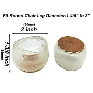 Maydahui 16PCS Round Chair Leg Floor Protectors Furniture Silicon Table Feet Covers Prevents Scratches Glides Caps Cups Fit 1-4/5 to 2 Inch （45-50mm）