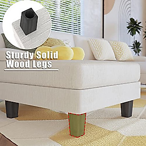 YESHOMY Convertible Sectional U-Shaped Couch with Soft Modern Cotton Chenille Fabric for Living Room, 6 Seats Oversized Sofas with Comfortable Backrest, Cream White