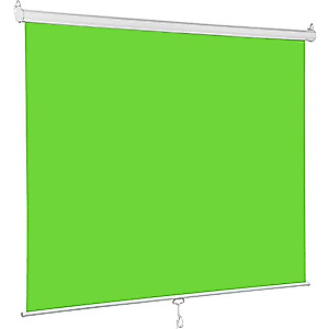 KHOMO GEAR Green Screen 84 x 84 inch - Extra Large Pull Down Projector Green Screen Backdrop - Durable Height-Adjustable - Multiple Hanging Options - Portable Collapsible Roll Down Projector Screen
