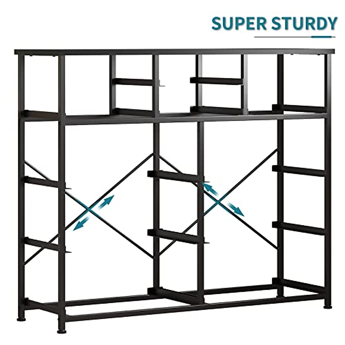 LUMTOK 10-Drawer Dresser, Fabric Dressers Drawers for Bedroom, Hallway, Nursery, Closets, Steel Frame, Wood Top, Easy Pull Handle (Black Wood Veins)